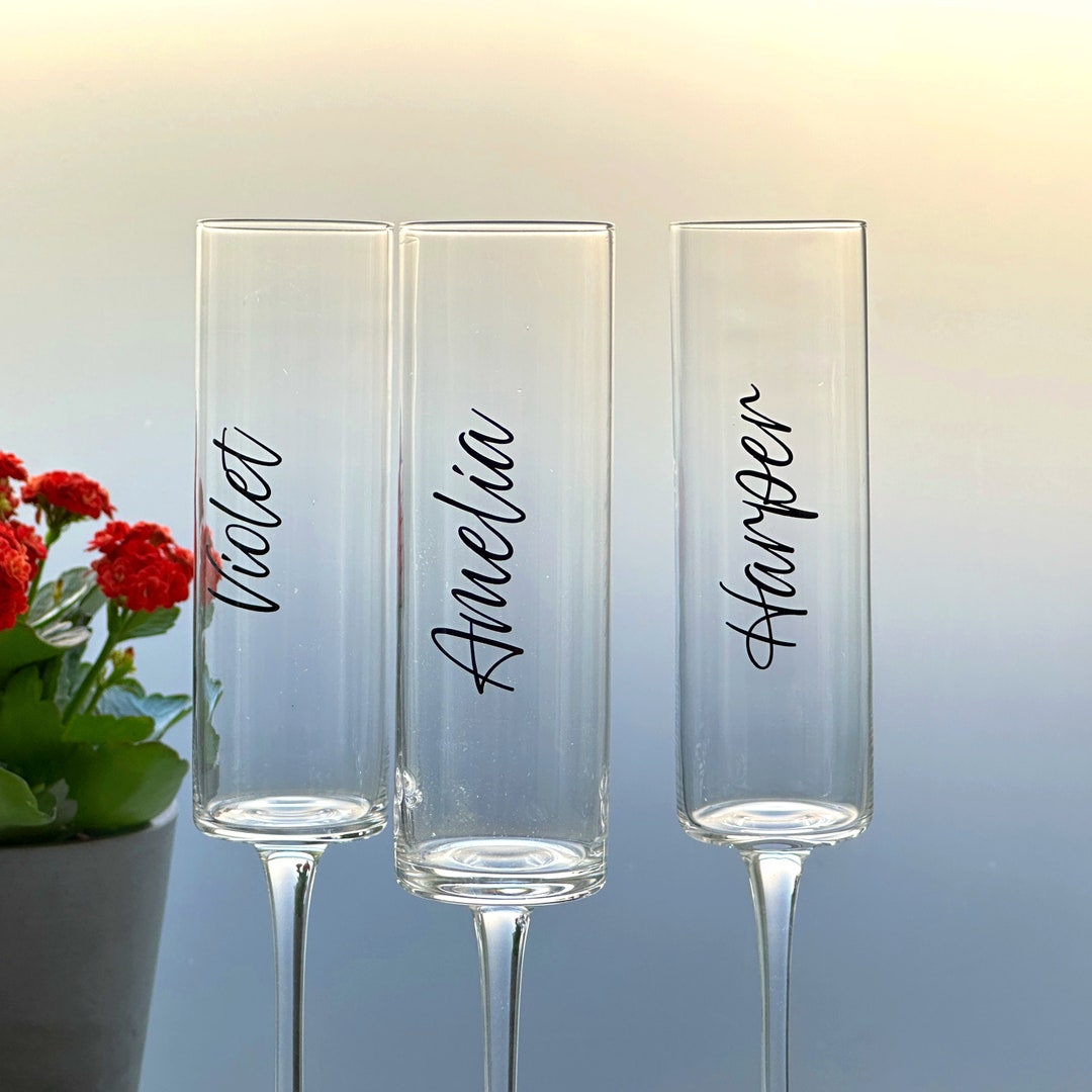 Personalised Champagne Flute Vinyl Stickers: Wedding Name Decals - Etsy