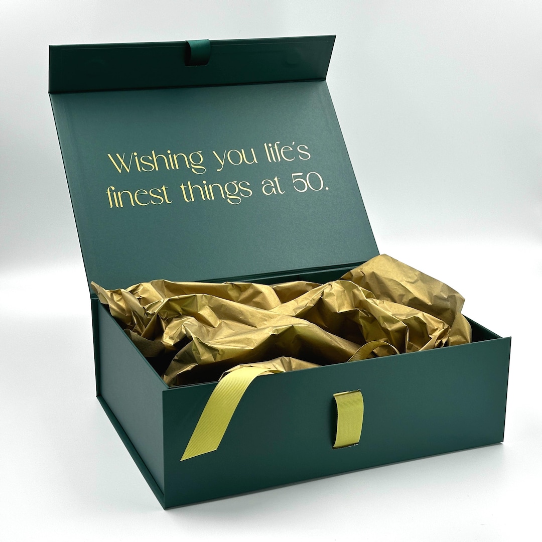50 Years Jubilee Gift Box With Lid, Personalised Name Box, Magnetic ...