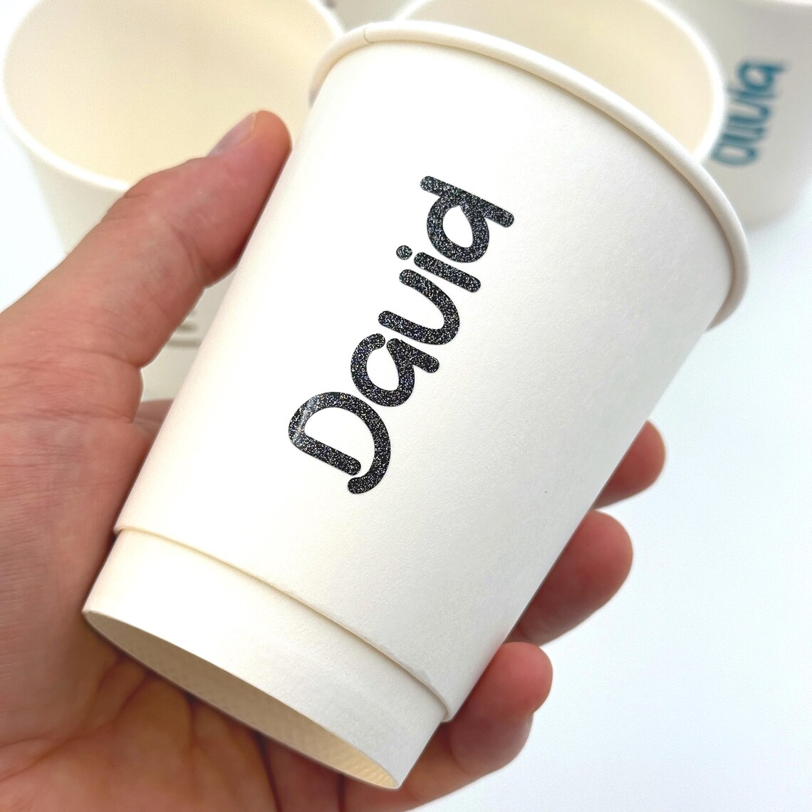Personalised White Paper Cups 12oz | Custom Name Party Cups Recyclable ...