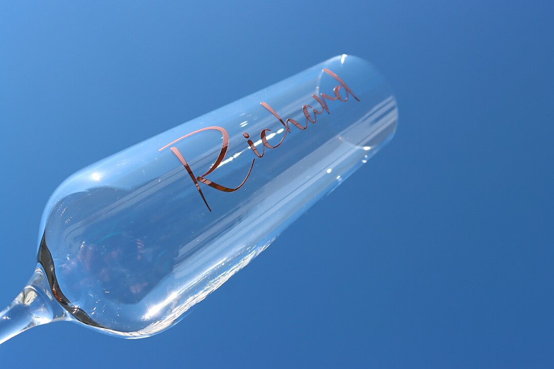 Vinyl Sticker for Champagne Flute - Name Decals Personalised - Elegant ...