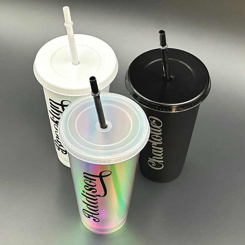 Personalised Cold Cup With Straw: Custom Name Tumbler - Etsy