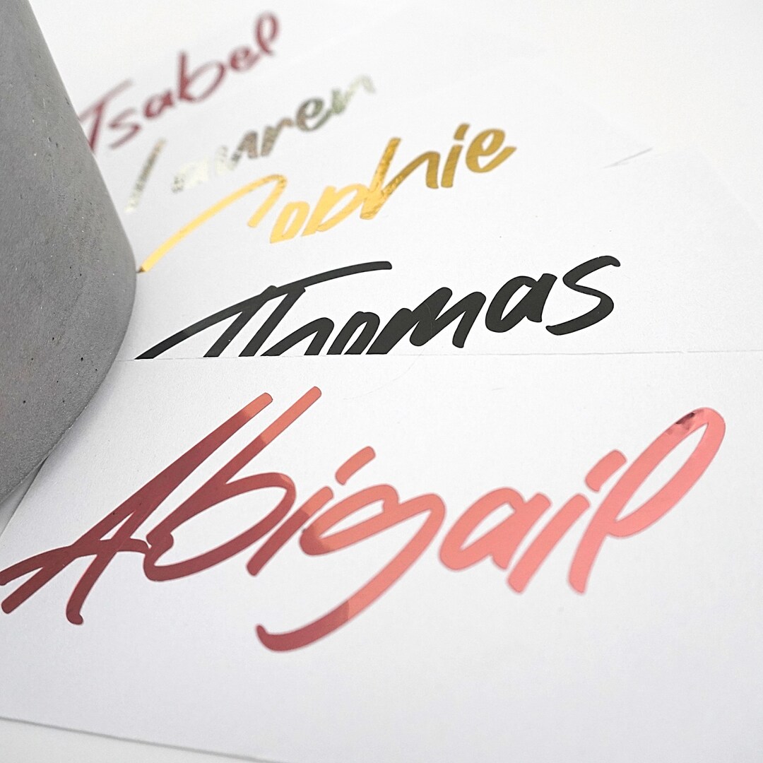 Custom Vinyl Name Stickers Calligraphy Decals Champagne - Etsy
