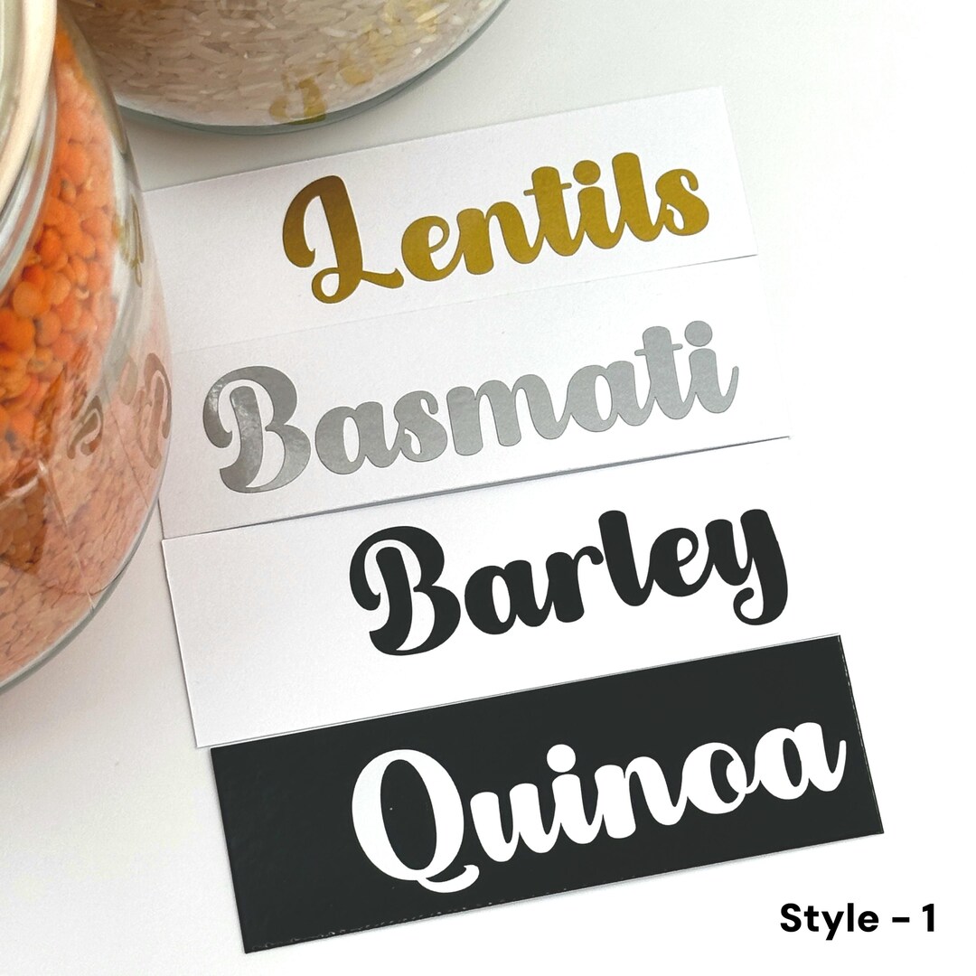 Custom Pantry Labels - Vinyl Jar Stickers for Kitchen Containers ...