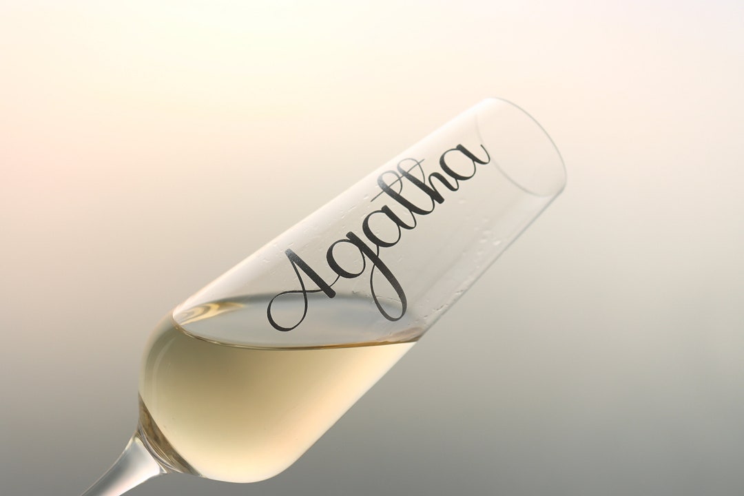 Personalised Name Sticker for Champagne Flute Glass – Custom Wedding ...