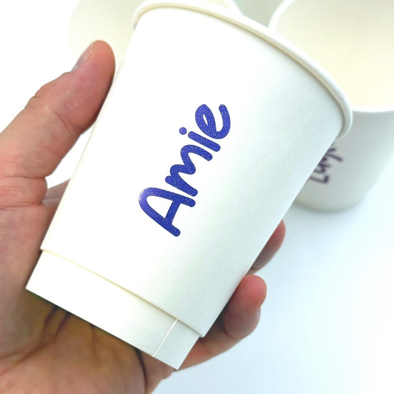 Personalised White Paper Cups 12oz | Custom Name Party Cups Recyclable ...