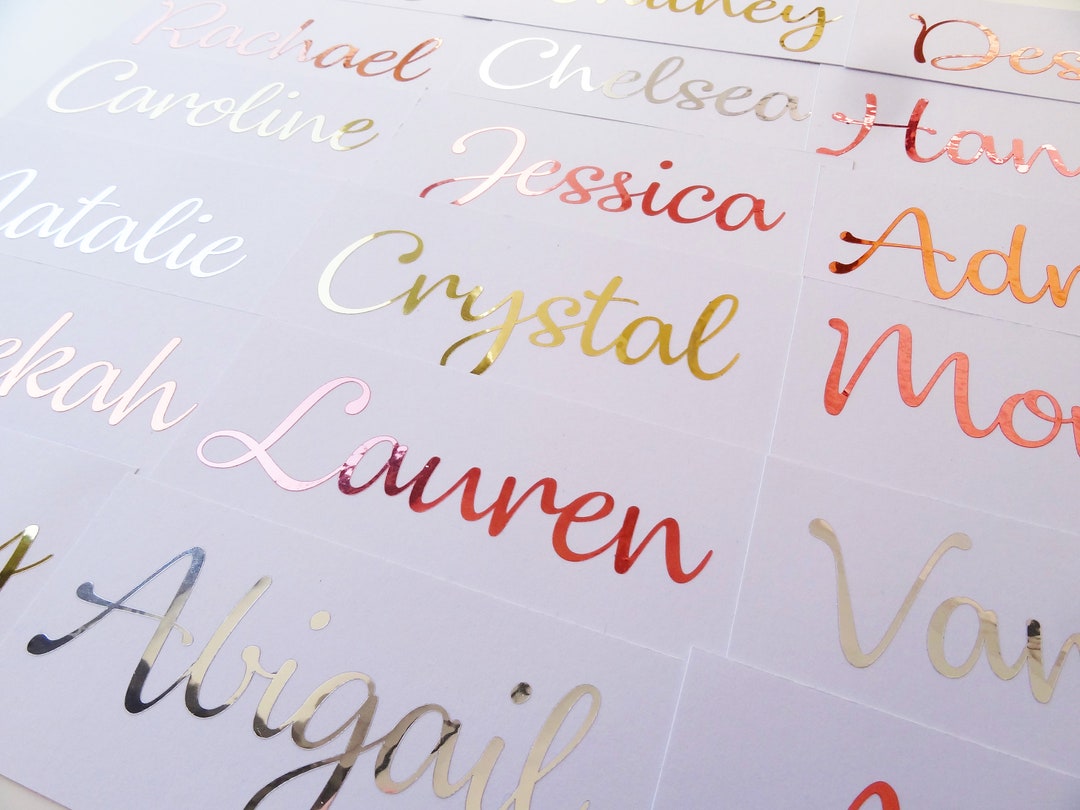 Wedding Name Stickers: Elegant Foil Vinyl Decals - Etsy