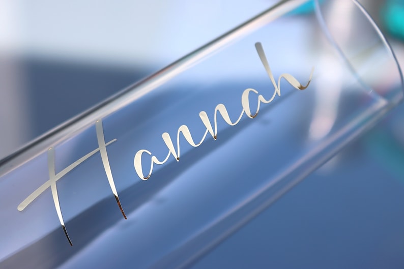 Custom Vinyl Name Stickers – Champagne Flute Decals, Wedding Place ...