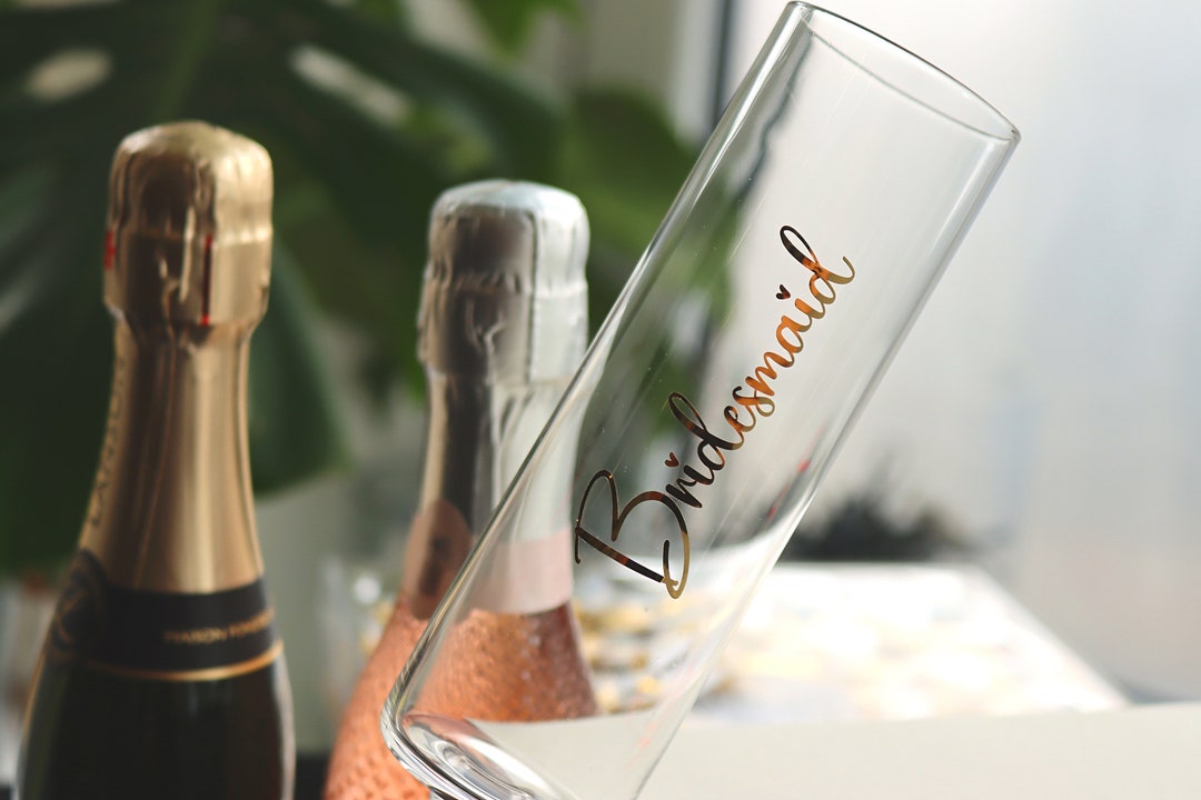 Champagne Flute Sticker, Prosecco Glass Decor, Wedding Name Decal ...