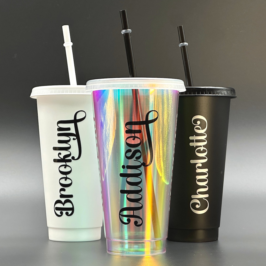 Personalised Cold Cup With Straw: Custom Name Tumbler - Etsy