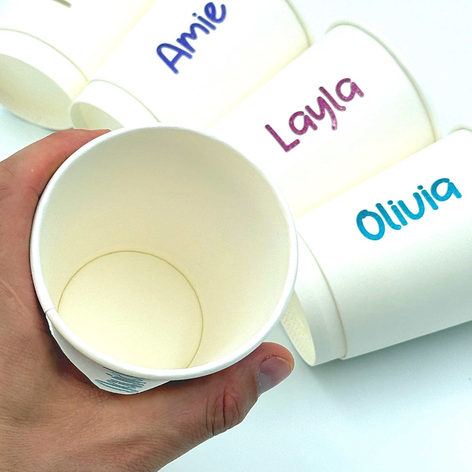 Personalised White Paper Cups 12oz | Custom Name Party Cups Recyclable ...