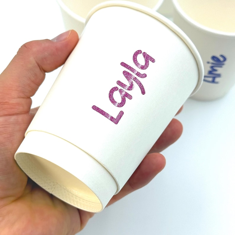 Personalised White Paper Cups 12oz | Custom Name Party Cups Recyclable ...