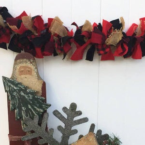 Buffalo Plaid Garland, Black Red and Burlap, Farmhouse Banner, Woodland ...