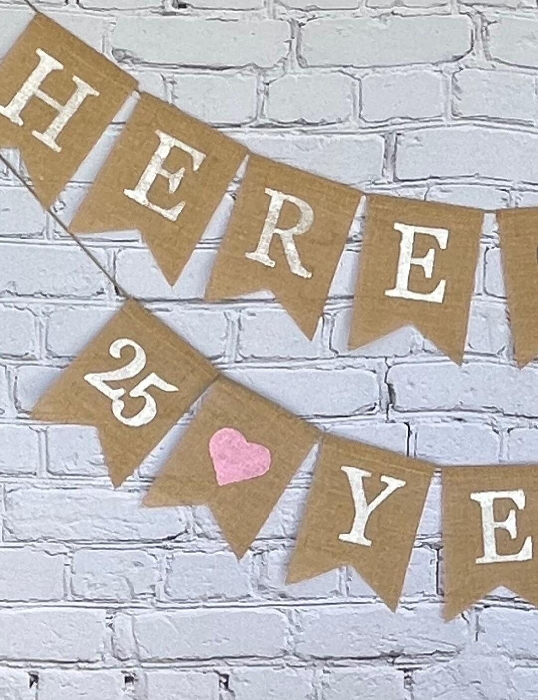 Here's to 25 Years Banner, 25th Birthday Banner, 25th Anniversary, 25 ...