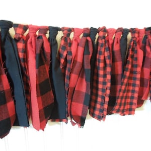 Buffalo Plaid Banner, Black and Red, Scrappy Banner, Woodland Banner ...