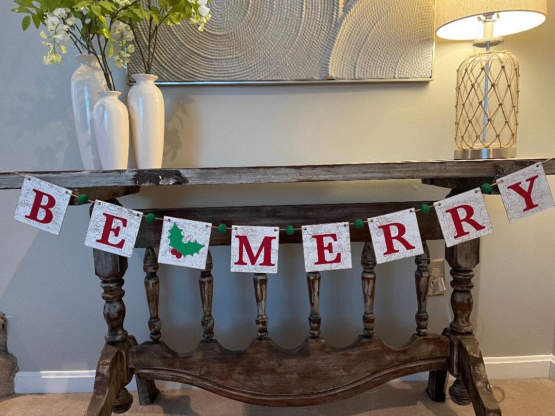 Christmas Banner, Be Merry Banner, Holiday Sign, Rustic Christmas ...