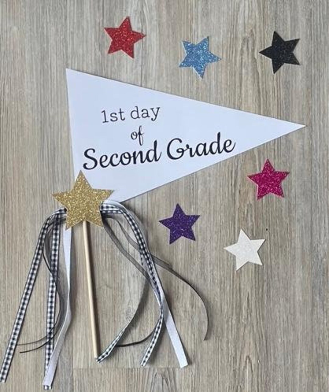 1st Day of 2nd Grade Pennant, First Day of Second Grade Flag, 2024 Back ...