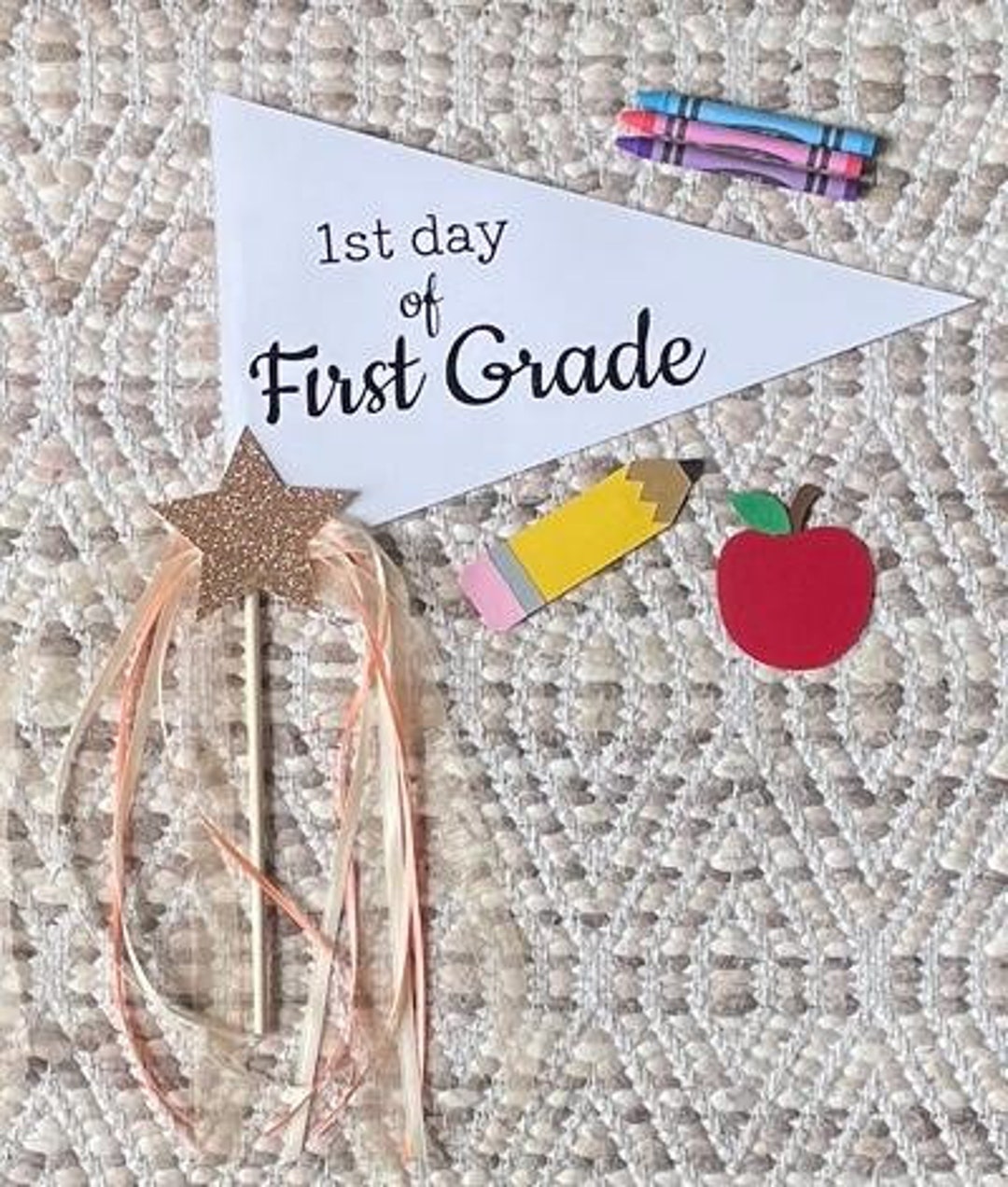 1st Day of First Grade Pennant, First Day of 1st Grade Flag, 2024 Back ...