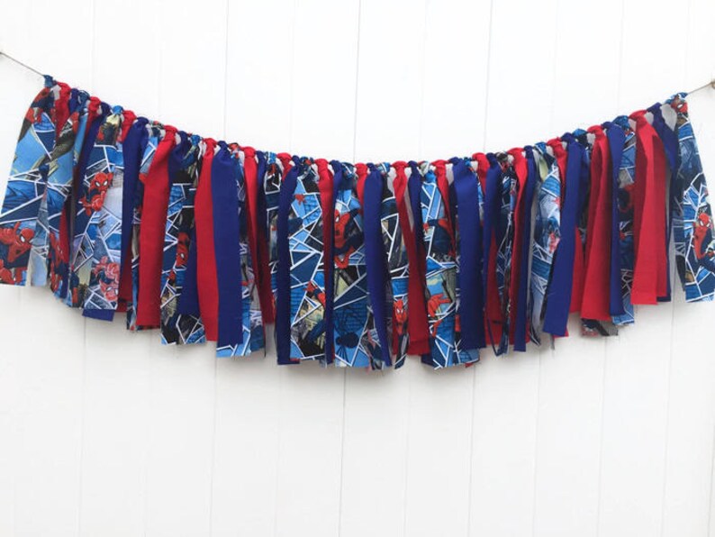 Spider Man Fabric Banner, Spider Man Garland, Scrappy Banner, Spider ...
