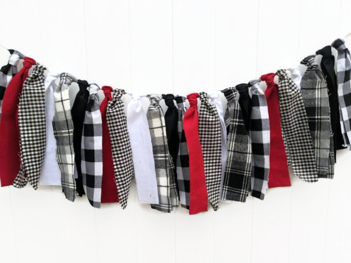 Buffalo Plaid Banner Black Red and White Scrappy Banner - Etsy