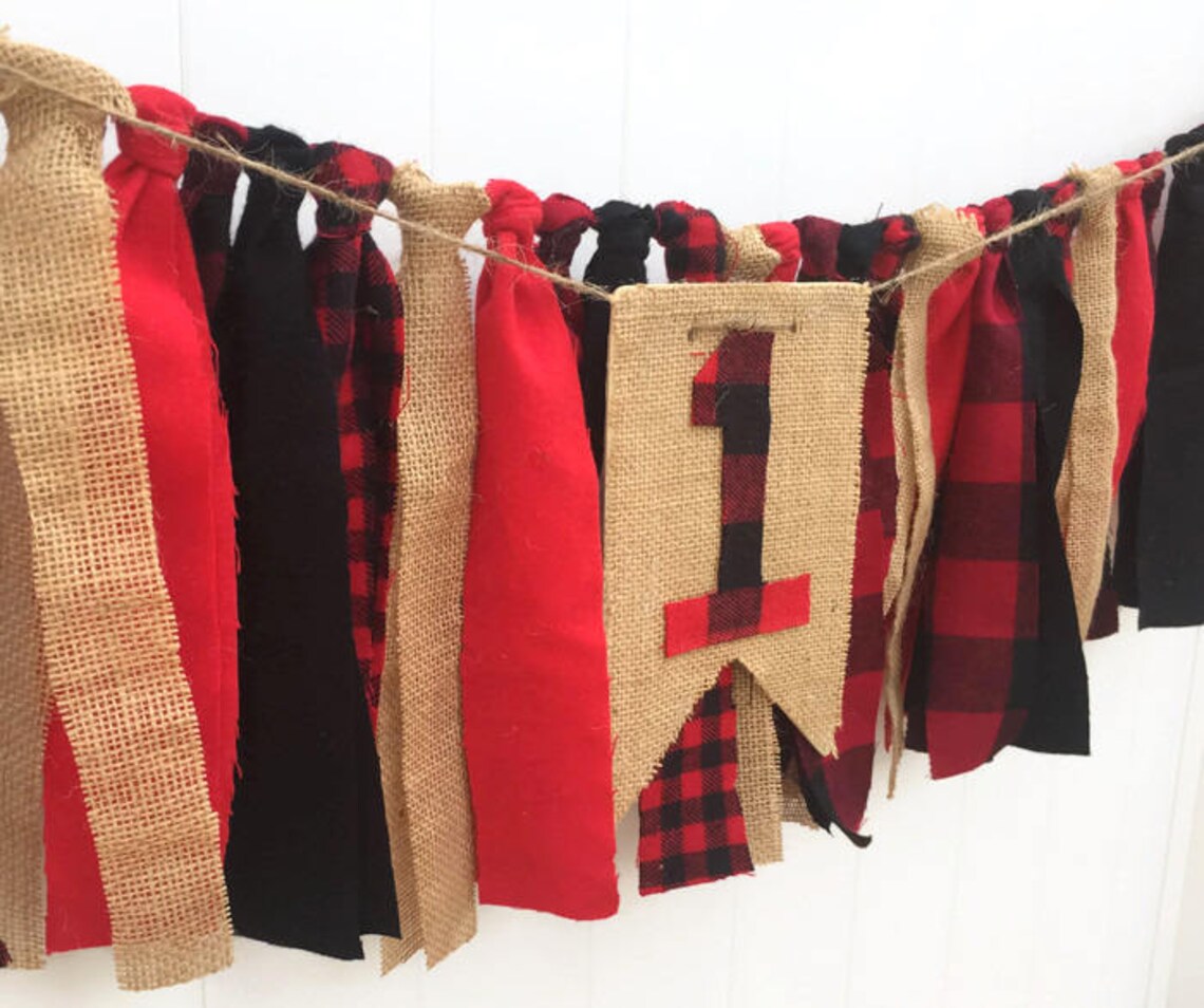 Buffalo Plaid Banner Black and Red Christmas Garland - Etsy