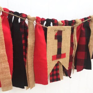 Buffalo Plaid Banner, Black and Red, Christmas Garland, Scrappy Banner ...