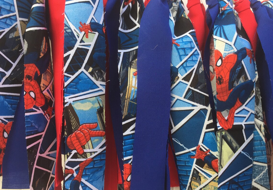 Spider Man Fabric Banner, Spider Man Garland, Scrappy Banner, Spider ...