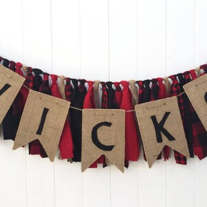 Buffalo Plaid Banner, Black and Red, Christmas Garland, Scrappy Banner ...