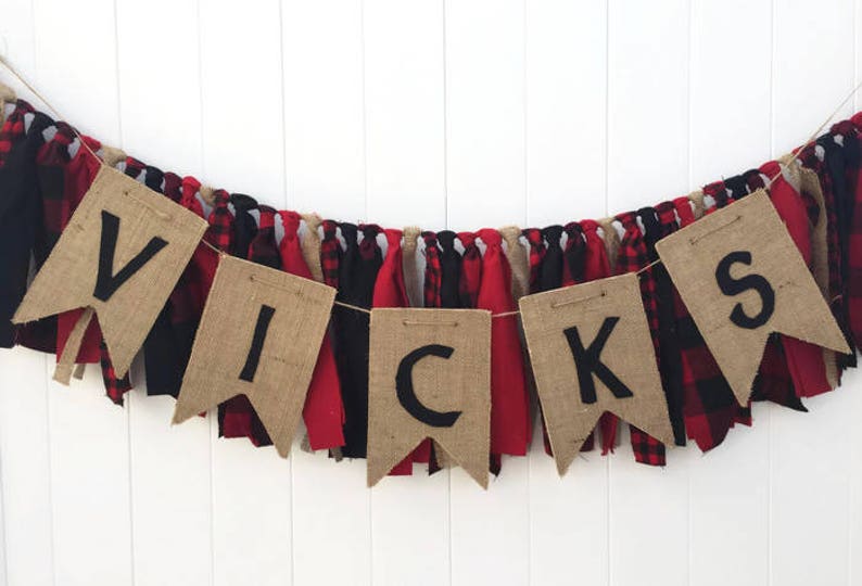 Buffalo Plaid Banner Black and Red Christmas Garland - Etsy