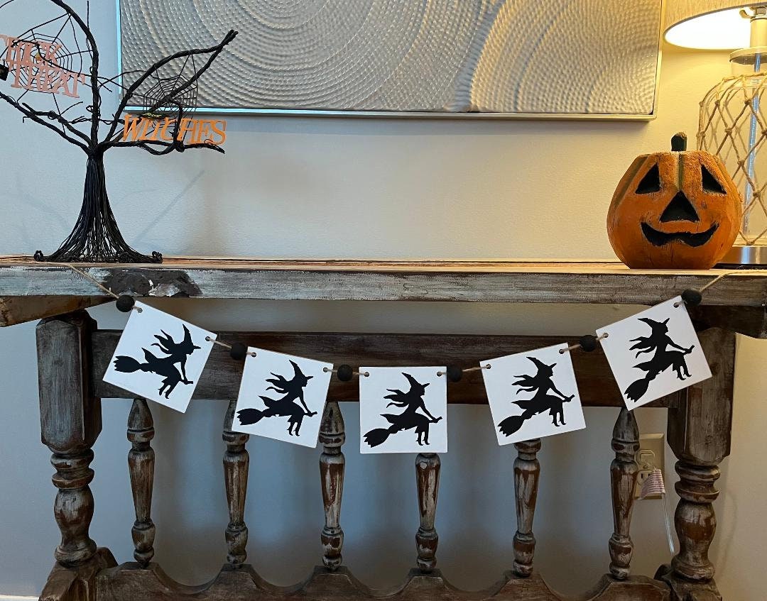 Halloween Banner, Witch Banner, Holiday Sign, Rustic Halloween Banner ...