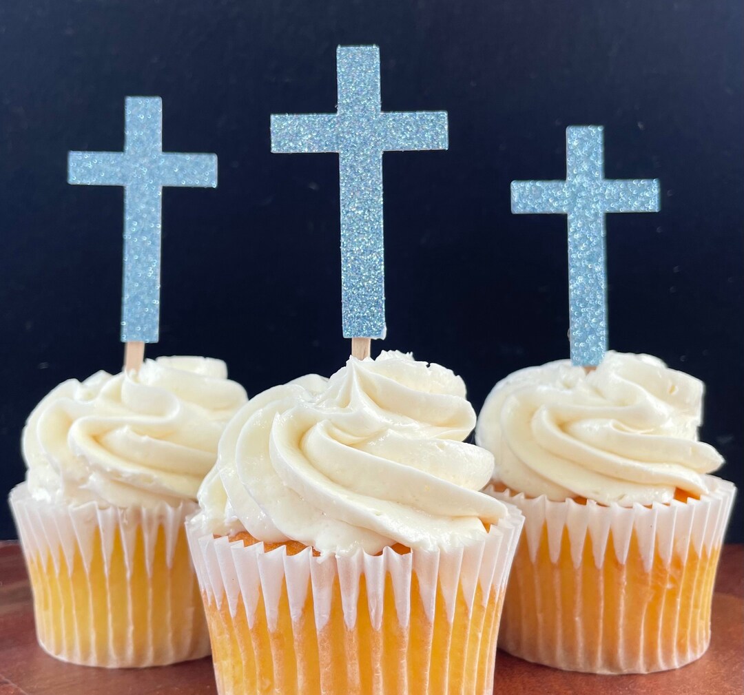 Cross Cupcake Toppers, Baptism Cupcake Topper, Communion Cupcake ...