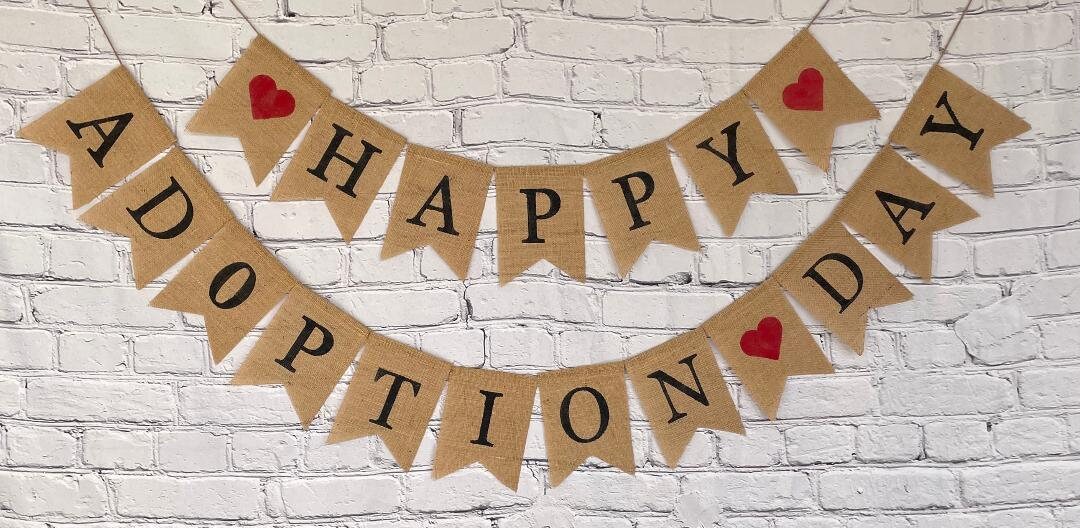 Happy Adoption Day Burlap Banner, Gotcha Baby Banner, You Belong ...