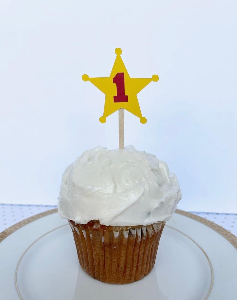 Toy Story Cupcake Topper, Sheriff Badge Birthday Cupcake Topper, 1st ...