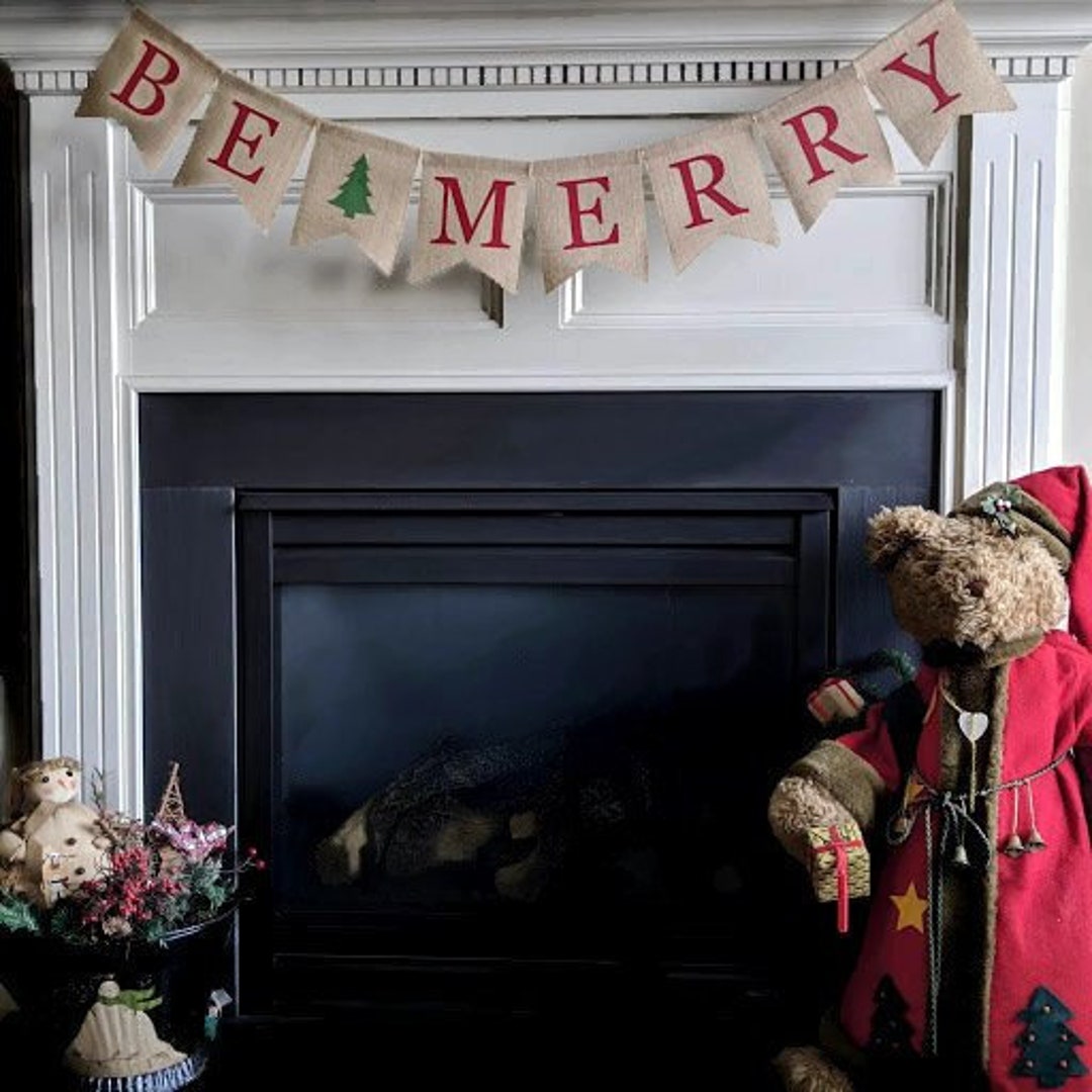BE MERRY Banner, Be Merry Garland, Christmas Garland, Burlap Be Merry ...