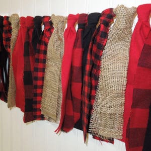 Buffalo Plaid Banner, Black and Red, Scrappy Banner, Woodland Banner ...