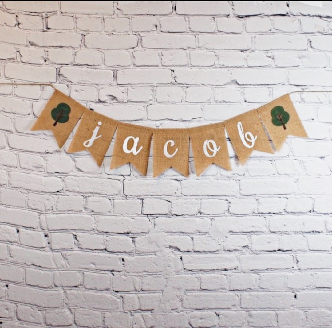 Custom Name Banner, Personalized Birthday Banner, Hand Painted Burlap ...