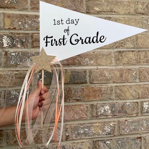 1st Day of First Grade Pennant, First Day of 1st Grade Flag, 2024 Back ...