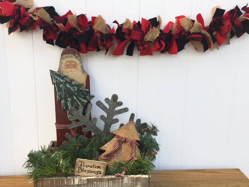 Buffalo Plaid Garland Black Red and Burlap Farmhouse Banner - Etsy