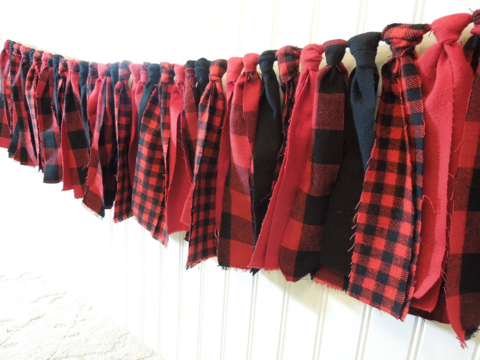 Buffalo Plaid Banner Black and Red Scrappy Banner Woodland | Etsy