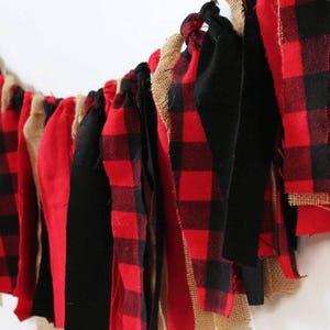 Buffalo Plaid Banner, Black and Red, Christmas Garland, Scrappy Banner ...