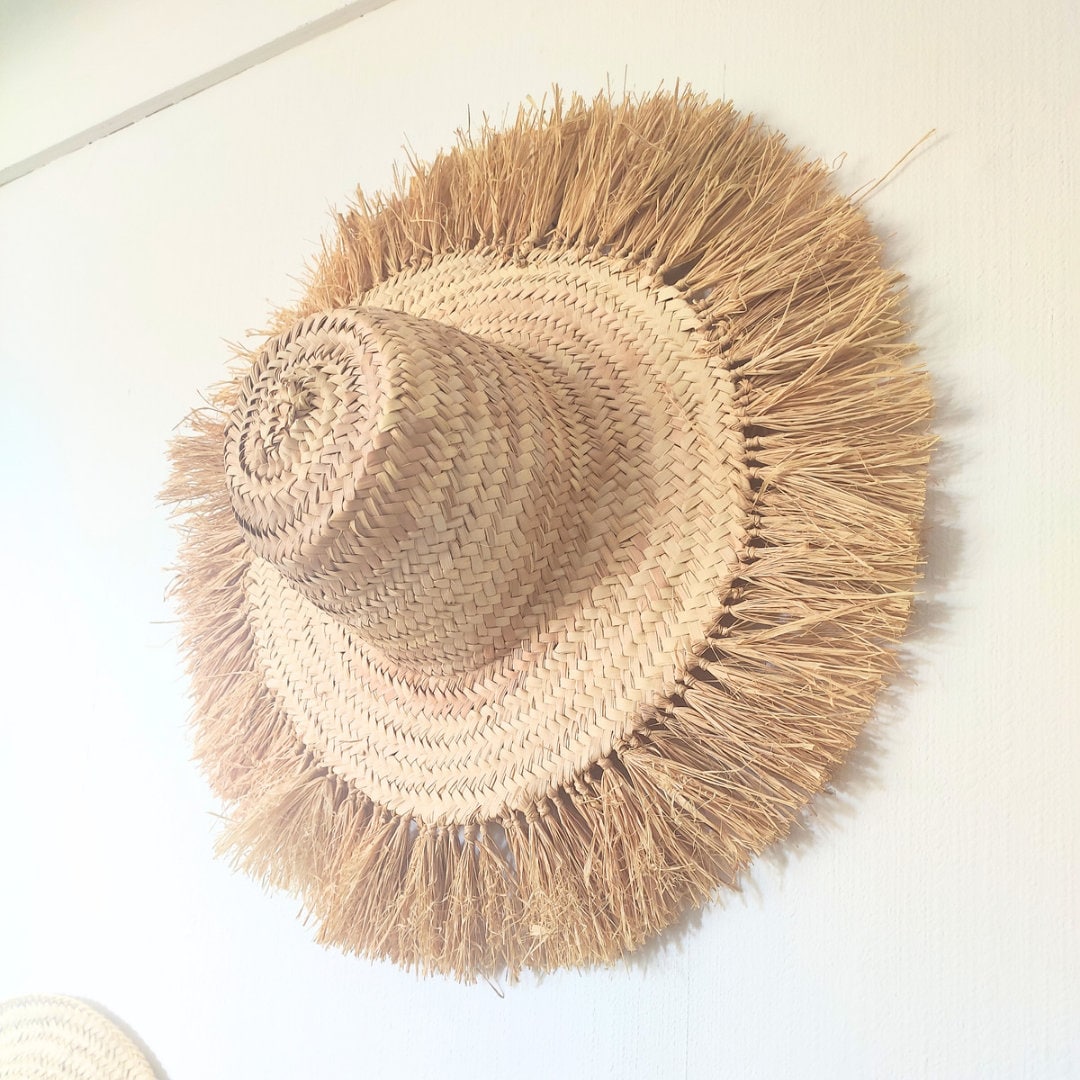 Handcrafted Wicker Fringed Hat - Etsy