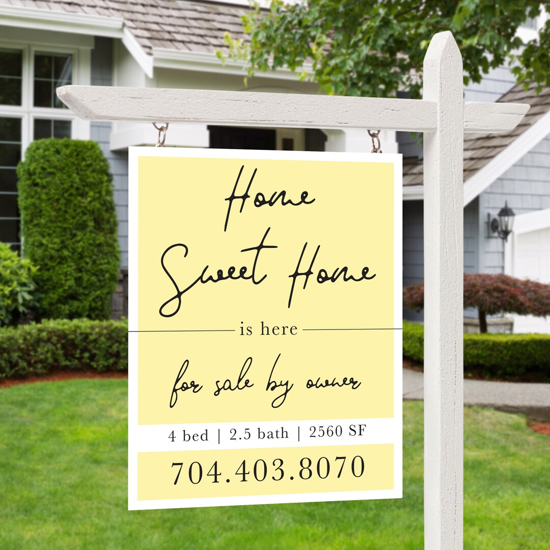 For Sale by Owner Custom Personalized Real Estate Yard Sign Home Sweet ...