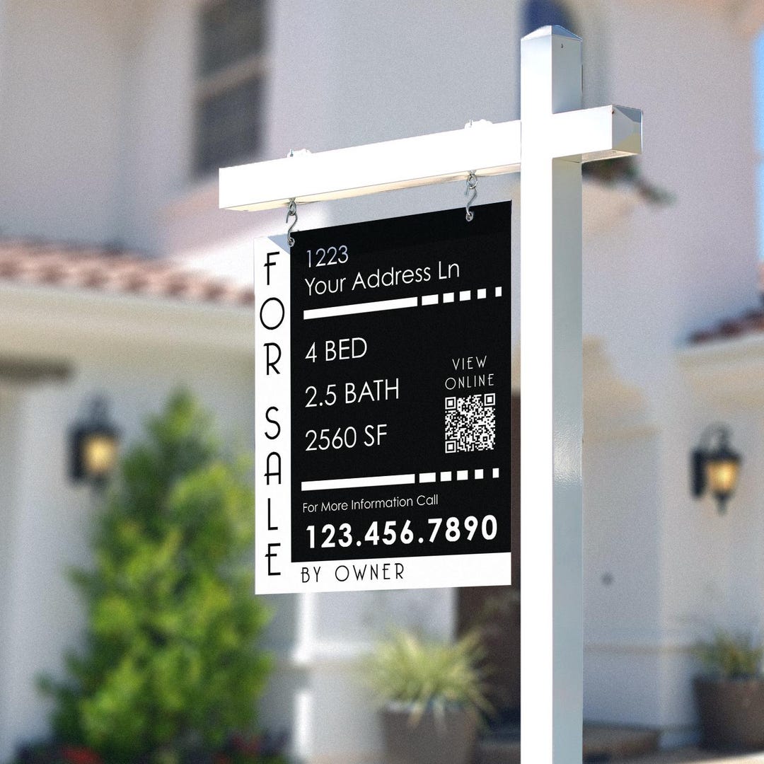 Real Estate Yard Sign in Plastic- for Sale by Owner -custom ...