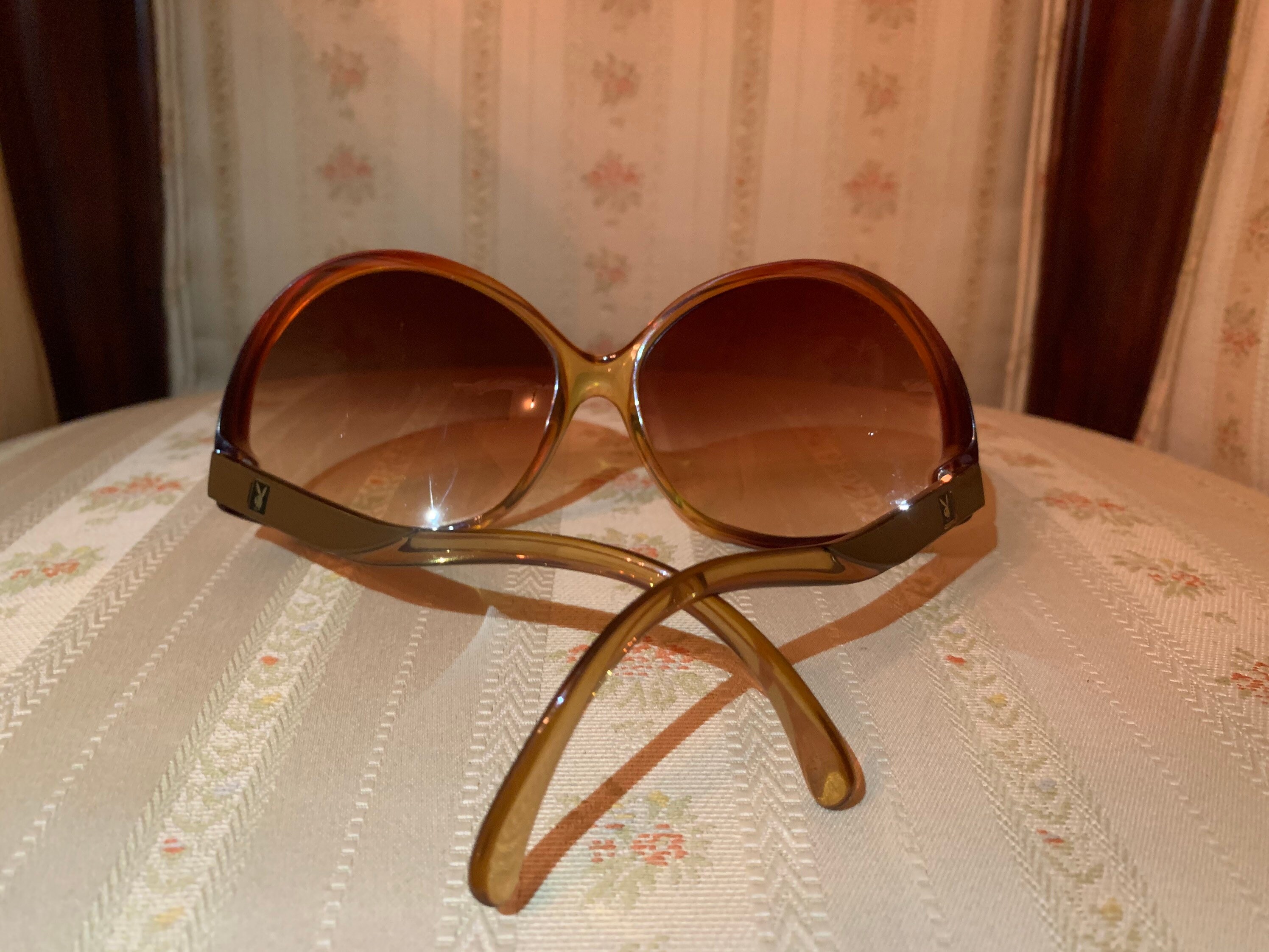 Vintage 70’s Playboy Optyl Drop Arm Cognac Sunglasses