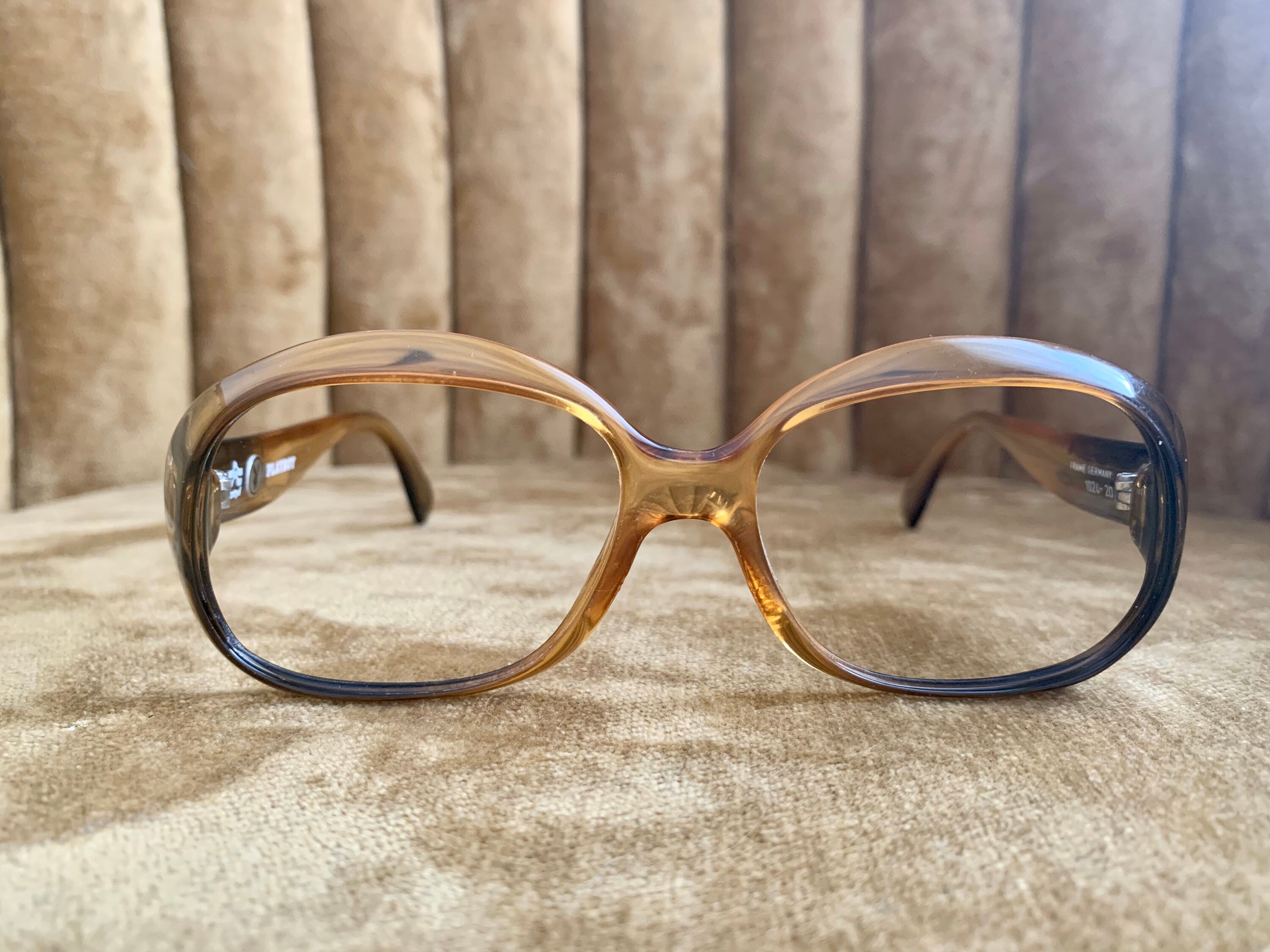 Vintage 70’s Playboy Optyl Oval Dark Amber Glasses Frames