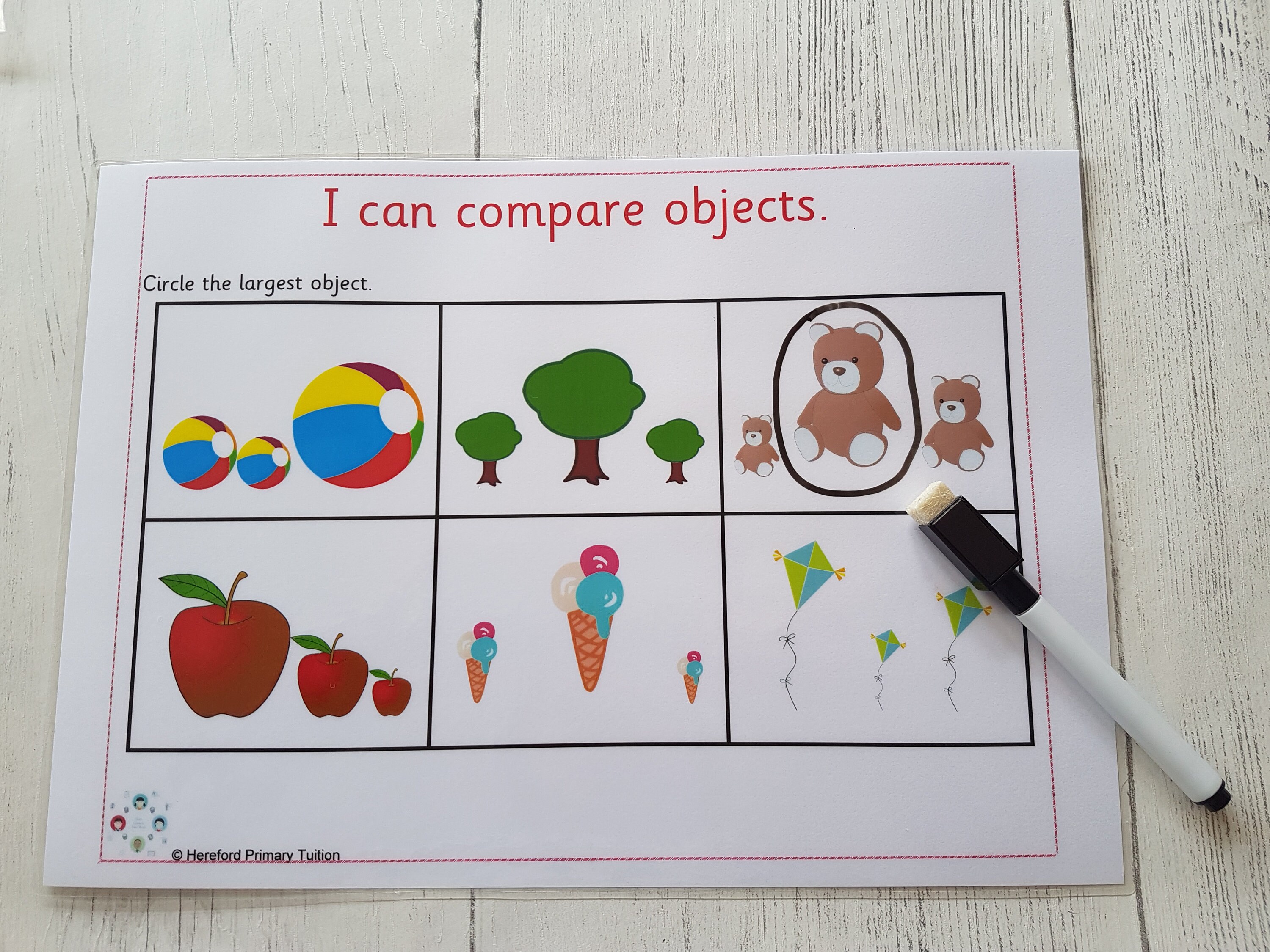 Compare objects by size maths games pre-school visual | Etsy