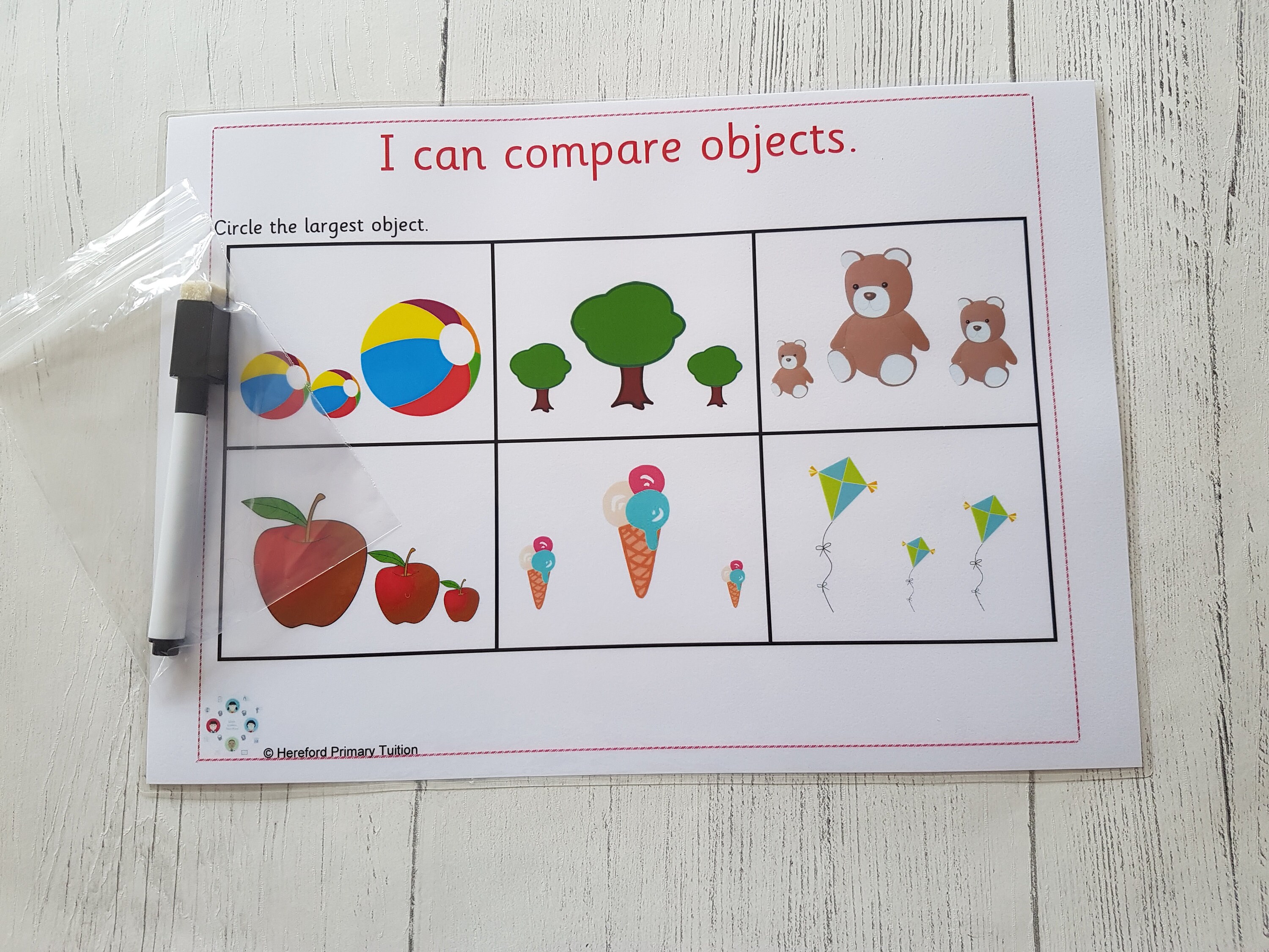 Compare objects by size maths games pre-school visual | Etsy