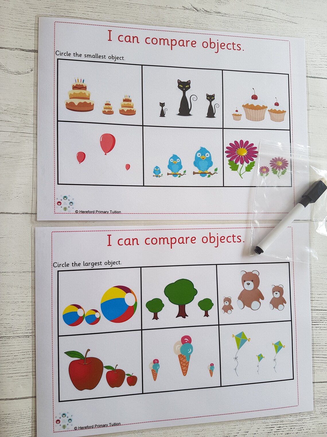 Compare objects by size maths games pre-school visual | Etsy
