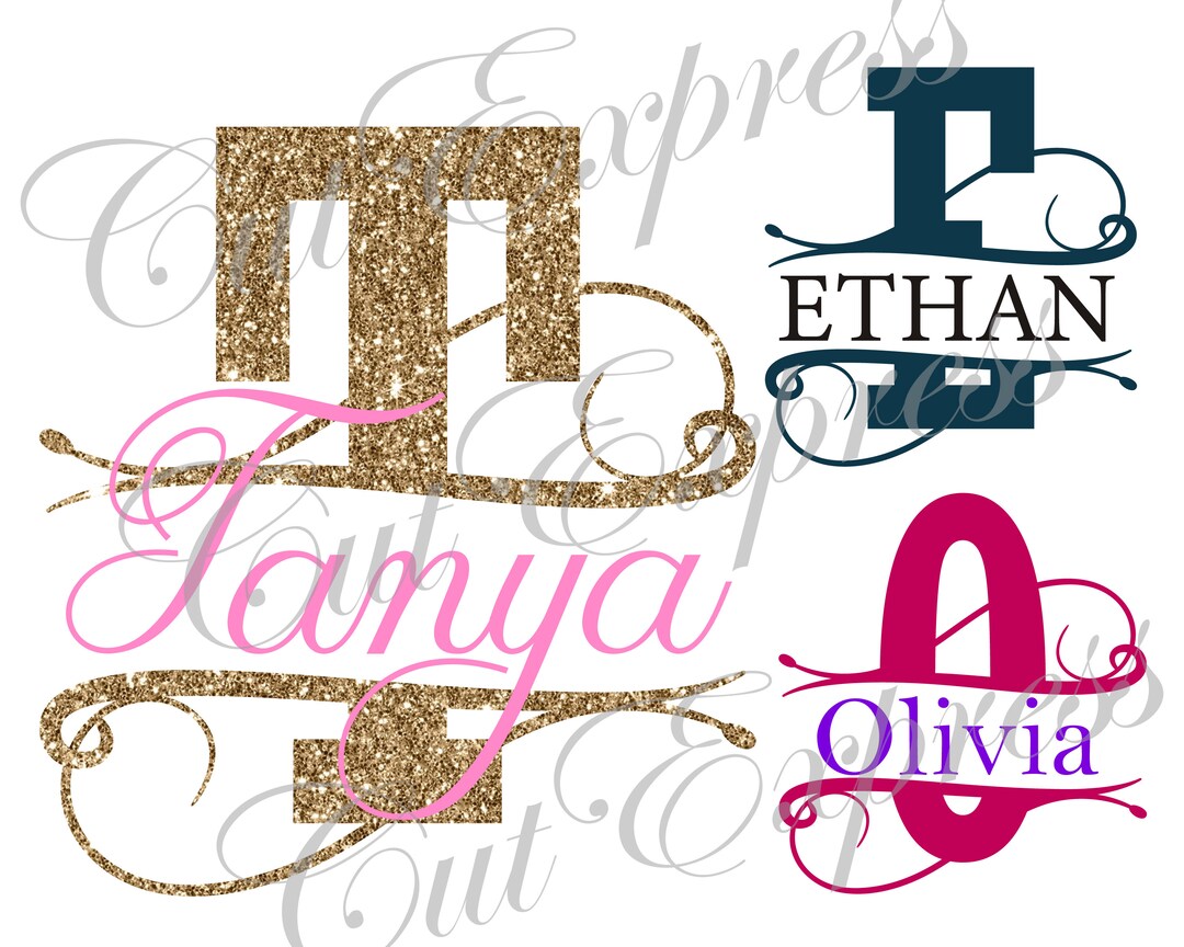 Flourish Split Monogram Letters SVG, Split Monogram Frame Ornament Alphabet, Digital Download ...