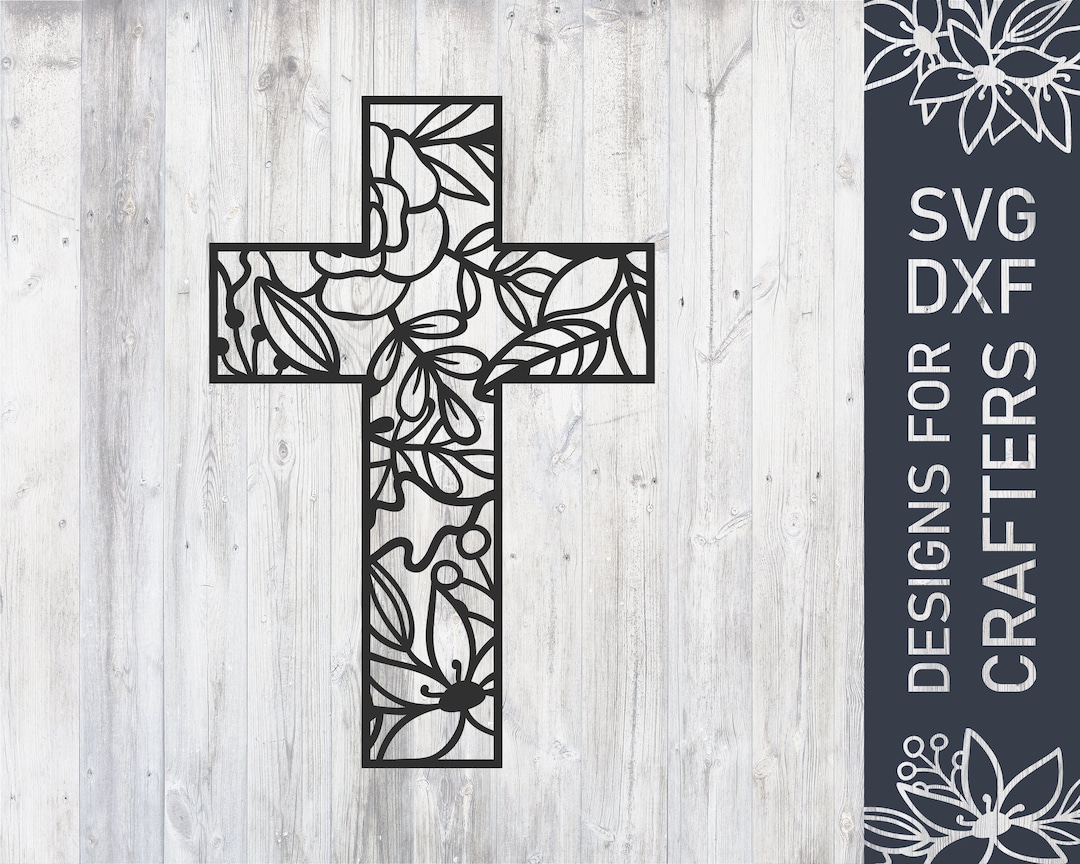 Floral Easter Cross Svg File, Easter Dxf File, Easter Vector, Easter ...
