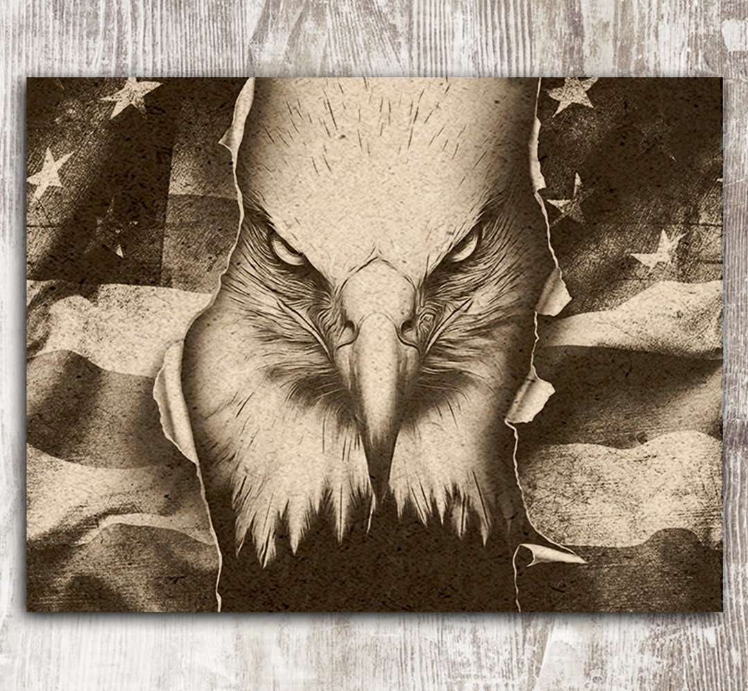 Eagle Svg Laser File for Glowforge, American Flag Engraving File ...